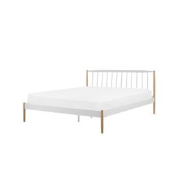 Beliani Doppelbett MAURS in Wei&szlig;/Braun - (W) 187 x (H) 100 x (L) 209 cm | Gr.: onesize