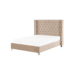 Beliani Doppelbett LUBBON in Beige/Silber - (W) 190 x (H) 142 x (L) 215 cm | Gr.: onesize