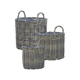 Beliani 3er-Set Outdoor Blumentopf NIKITI in Braun | Gr.: onesize