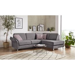 Sit & More Ecksofa SIT & MORE, B:254cm H:89cm T:190cm, grau, Wohnzimmer, Sofas, "Clio L-Form", wahlweise mit Schlaffunktion und Bettkasten, inklusive Federkern