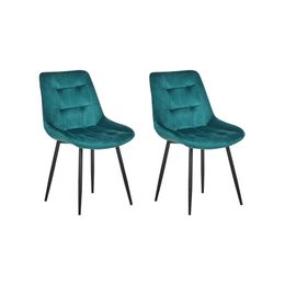 Beliani 2er-Set Esszimmerstuhl MELROSE in Blau/Schwarz | Gr.: onesize