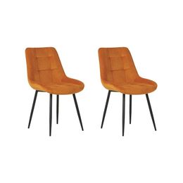 Beliani 2er-Set Esszimmerstuhl MELROSE in Orange/Schwarz | Gr.: onesize