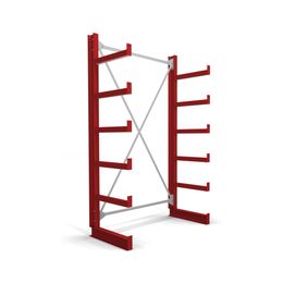 STIER Kragarmregal einseitig 1 Feld mit 5 Ebenen 1300x2000x500mm feuerrot (905269)