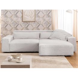 Ecksofa OTTO HOME, B:251cm H:70cm T:144,5cm, wei&szlig;, 100% Polyester, Wohnzimmer, Sofas, "KINLEE Design-Sofa mit Recamiere rechts/links, Ma&szlig;e B/T/H