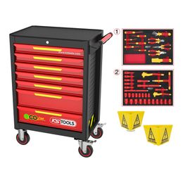 KS Tools ECOline Werkstattwagen mit 42 isolierten Werkzeugen f&uuml;r Hybrid- und Elektrofahrzeuge (117.6144)