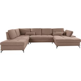 Wohnlandschaft OTTO HOME, B:363cm H:89cm T:223cm, braun, 100% Polyester;Samtoptik (100% Polyester), Sofas, "Costello U-Form, B: 363 cm mit