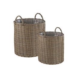 Beliani 2er-Set Outdoor Blumentopf BITOLA in Braun | Gr.: onesize