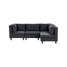 Beliani 4-tlg Ecksofa UNSTAD in Schwarz/Schwarz linksseitig | Gr.: onesize