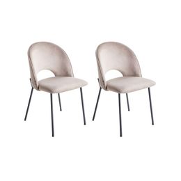 Beliani 2er-Set Esszimmerstuhl COVELO in Beige/Schwarz | Gr.: onesize