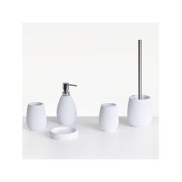 Beliani 5-tlg Badezimmer-Zubeh&ouml;r QUILA in Wei&szlig; | Gr.: onesize