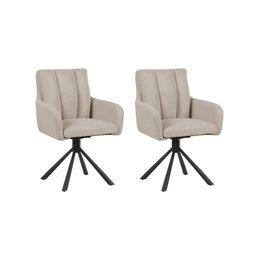 Beliani 2er-Set Esszimmerstuhl SARDOAL in Beige/Schwarz | Gr.: onesize