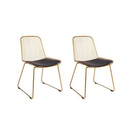 Beliani 2er-Set Esszimmerstuhl PENSACOLA in Gold/Schwarz | Gr.: onesize