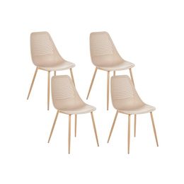 Beliani 4er-Set Esszimmerstuhl HAZELTON in Beige/Braun | Gr.: onesize