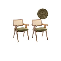 Beliani 2er-Set Esszimmerstuhl AVA in Gr&uuml;n/Braun | Gr.: onesize