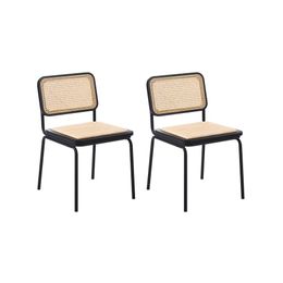 Beliani 2er-Set Esszimmerstuhl CORVALLIS in Schwarz/Beige | Gr.: onesize