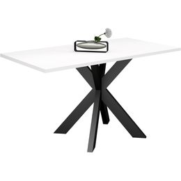 M&auml;usbacher Esstisch M&Auml;USBACHER, B:180cm H:78cm T:90cm, schwarz-wei&szlig;, Wohnzimmer, Tische, "Big System Metall", Metallgestell in Stern-Form