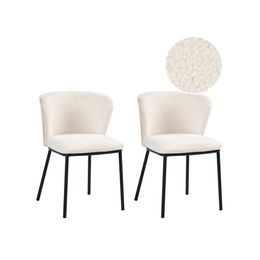 Beliani 2er-Set Esszimmerstuhl HOSKIN in Wei&szlig;/Braun/Schwarz | Gr.: onesize