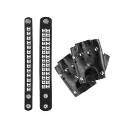 TecTake Handschuh-Armband-Set, Handschuhe in Lederoptik und passende Armb&auml;nder | Gr.: onesize
