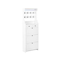 Beliani Schuhschrank DALHOUSIE in Wei&szlig; - (W) 70 x (H) 200 x (L) 30 cm | Gr.: onesize