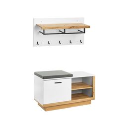 Beliani 2-tlg Schuhschrank COROWA in Wei&szlig;/Braun/Grau | Gr.: onesize