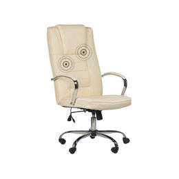 Beliani Chefsessel GRANDEUR in Beige/Silber - (W) 53 x (H) 127 x (L) 73 cm | Gr.: onesize