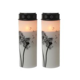 MARELIDA 2er Set LED Grabkerze Grablicht Pusteblume H: 21cm in wei&szlig;/schwarz | Gr.: onesize