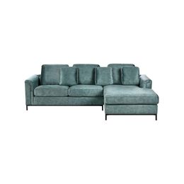 Beliani Ecksofa OSLO in Blau/Schwarz - (W) 270 x (H) 64 x (L) 151 cm linksseitig | Gr.: onesize