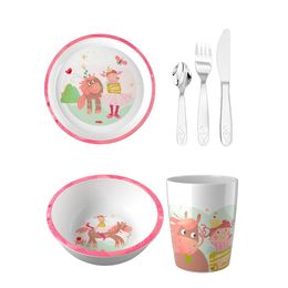 Haba Geschirr-Set Sch&uuml;ssel, Teller, Becher & Besteck in Prinzessin&Pferd | Gr.: onesize