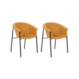 Beliani 2er-Set Esszimmerstuhl AMES in Orange/Schwarz | Gr.: onesize