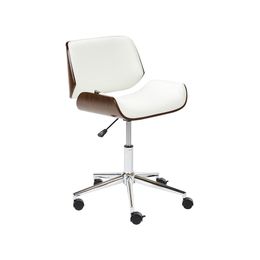 Beliani B&uuml;rostuhl TOTOWA in Wei&szlig;/Braun/Silber - (W) 54 x (H) 77 x (L) 39 cm | Gr.: onesize