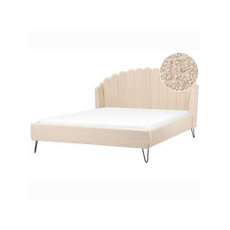 Beliani Doppelbett AMBILLOU in Beige/Schwarz - (W) 197 x (H) 126 x (L) 214 cm | Gr.: onesize