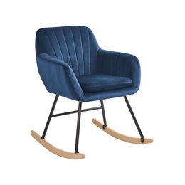 Beliani Schaukelstuhl LIARUM in Blau/Schwarz/Braun - (W) 60 x (H) 82 x (L) 74 cm | Gr.: onesize