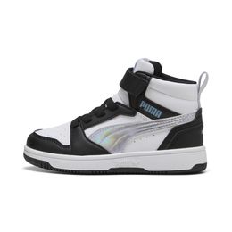 Puma Sneaker 'Rebound V6' M&auml;dchen Gr&ouml;&szlig;e 31 schwarz / silber / wei&szlig;