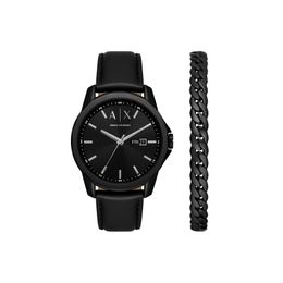Armani Exchange Armbanduhr The Black Watch and Curb Chain Bracelet in schwarz | Gr.: onesize