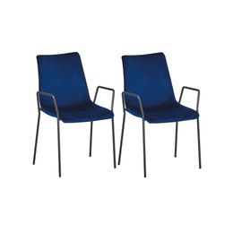 Beliani 2er-Set Esszimmerstuhl JEFFERSON in Blau/Schwarz | Gr.: onesize