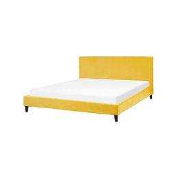Beliani Doppelbett FITOU in Gelb/Braun - (W) 190 x (H) 87 x (L) 214 cm | Gr.: onesize