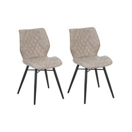 Beliani 2er-Set Esszimmerstuhl LISLE in Beige/Schwarz | Gr.: onesize