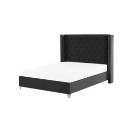 Beliani Doppelbett LUBBON in Schwarz/Silber - (W) 189 x (H) 142 x (L) 215 cm | Gr.: onesize