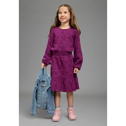 Scout M&auml;dchen Hemdblusenkleid "Musselin Kleid mit allover-Herzenmuster - NEU von Scout"beere gemustert, Gr. 140, gemustert, Web, Obermaterial: 100%