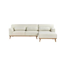 Beliani Ecksofa SIMOS in Wei&szlig;/Braun - (W) 264 x (H) 80 x (L) 82 cm linksseitig | Gr.: onesize