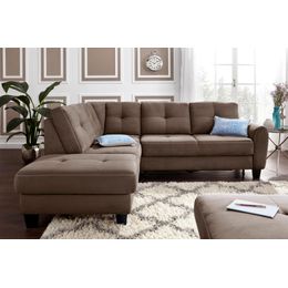 Sit & More Ecksofa SIT & MORE, B:240cm H:91cm T:214cm, braun, Luxus-Microfaser (100% Polyester)IStruktur fein (100% Polyester)IFlachgewebe (95% Polyester, 5%