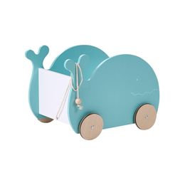 Beliani Spielzeugkiste mit R&auml;dern WOOLI in Blau/Braun - (W) 29 x (H) 30 x (L) 46 cm | Gr.: onesize