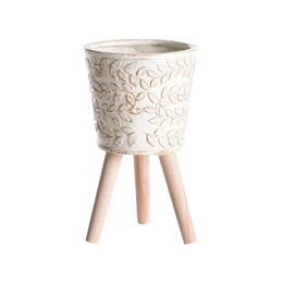 Beliani Outdoor Blumentopf ALIARTOS in Wei&szlig;/Beige - (W) 26 x (H) 43 x (L) 26 cm | Gr.: onesize