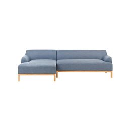 Beliani Ecksofa SOSJO in Blau/Braun - (W) 251 x (H) 74 x (L) 132 cm rechtsseitig | Gr.: onesize