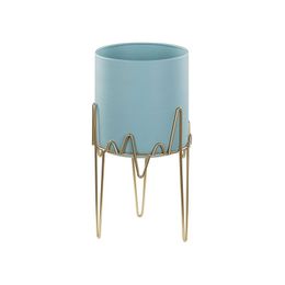 Beliani Outdoor Blumentopf KALANDRA in Blau/Gold - (W) 19 x (H) 39 x (L) 19 cm | Gr.: onesize