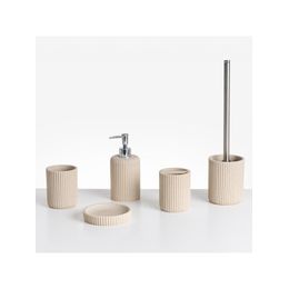 Beliani 5-tlg Badezimmer-Zubeh&ouml;r CAMANA in Beige/Silber | Gr.: onesize