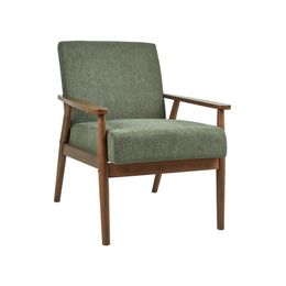 Beliani Sessel ESRUM in Gr&uuml;n/Braun - (W) 62 x (H) 79 x (L) 80 cm | Gr.: onesize
