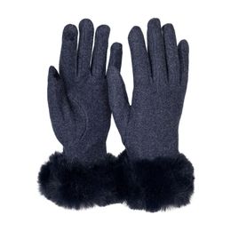 styleBREAKER Damen Fleecehandschuhe "Touchscreen Handschuhe mit Kunstfell", blau, Modisch, Obermaterial: 10% Elasthan EL. 90% Polyester PES.,