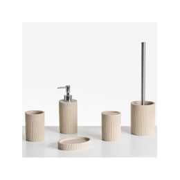 Beliani 5-tlg Badezimmer-Zubeh&ouml;r CHANCAY in Beige | Gr.: onesize