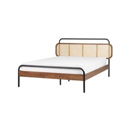 Beliani Doppelbett BOUSSICOURT in Braun/Schwarz - (W) 162 x (H) 100 x (L) 210 cm | Gr.: onesize